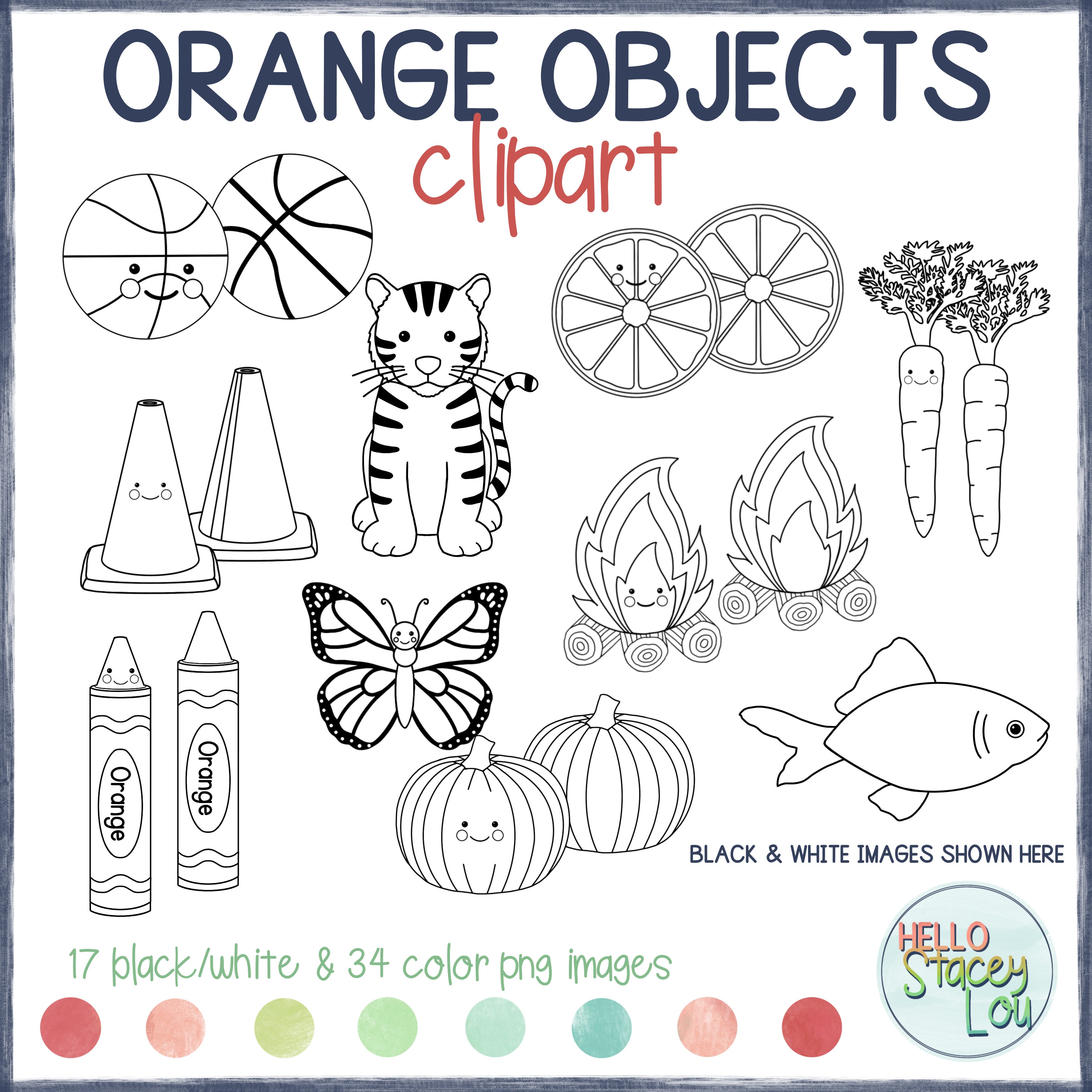 Orange Objects Clipart - Etsy