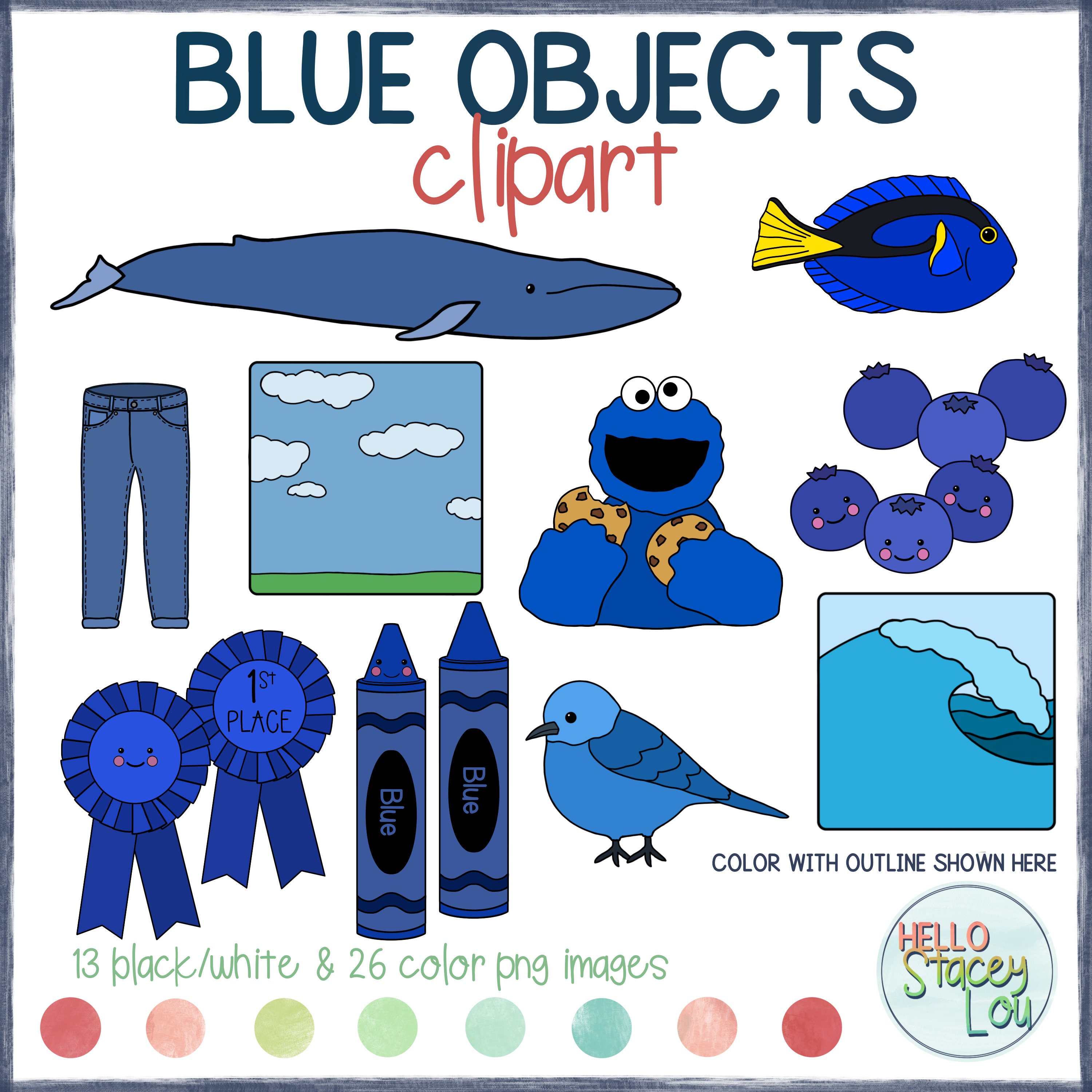 Blue Objects Clipart - Etsy