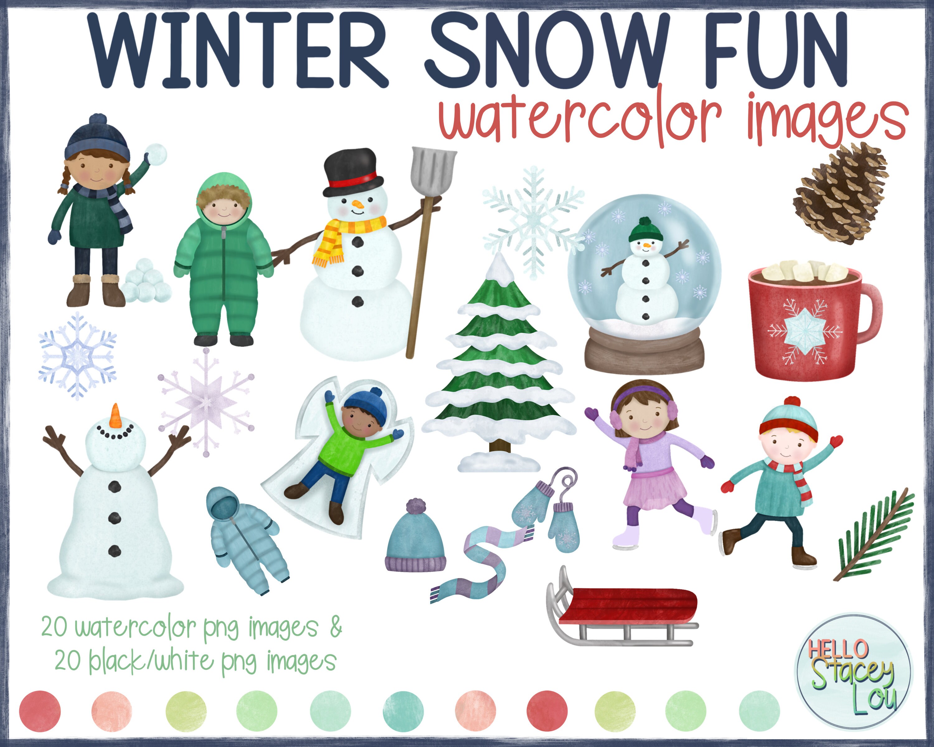 Winter Snow Fun Watercolor Clipart - December/january - Etsy