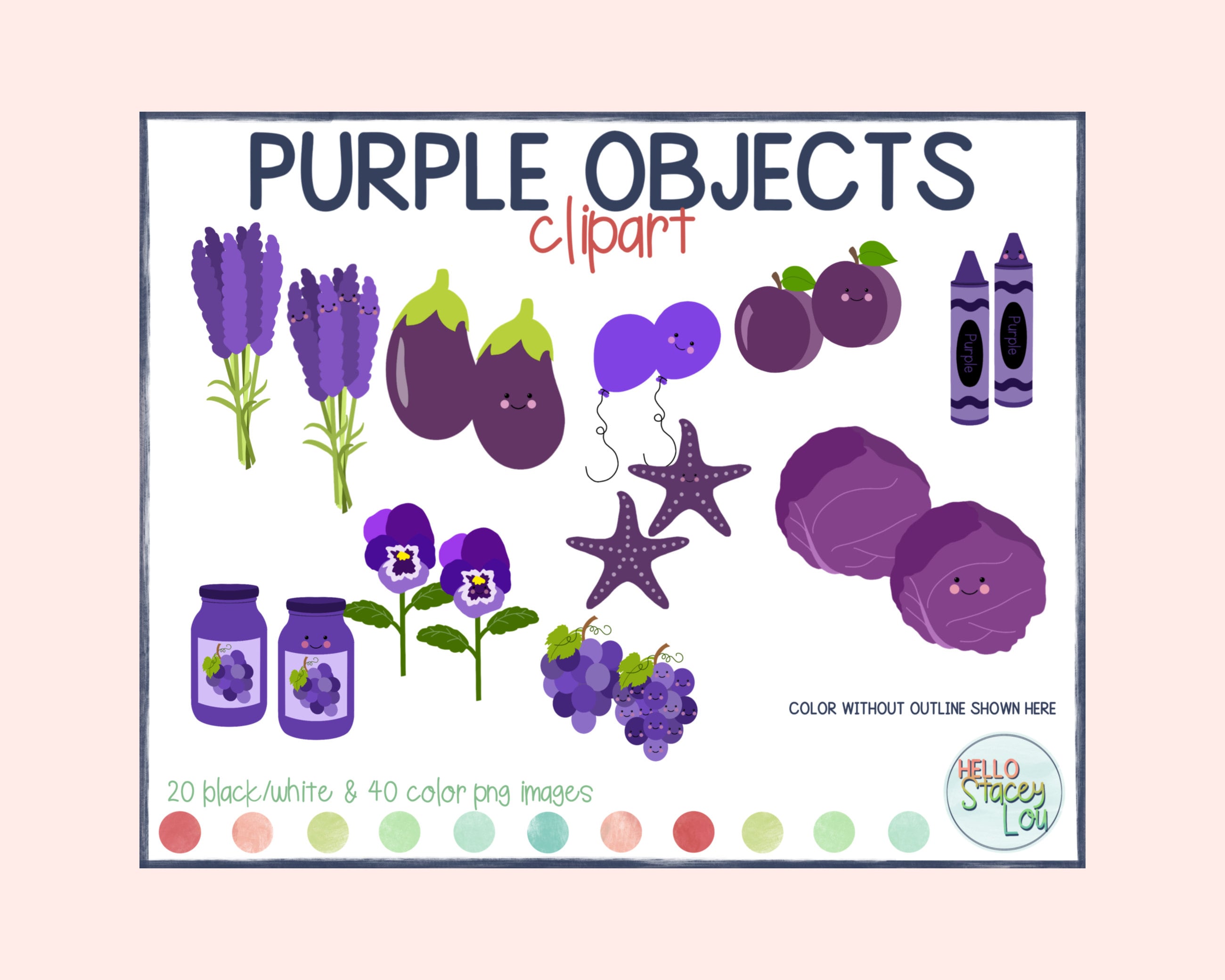 Purple Objects Clipart - Etsy