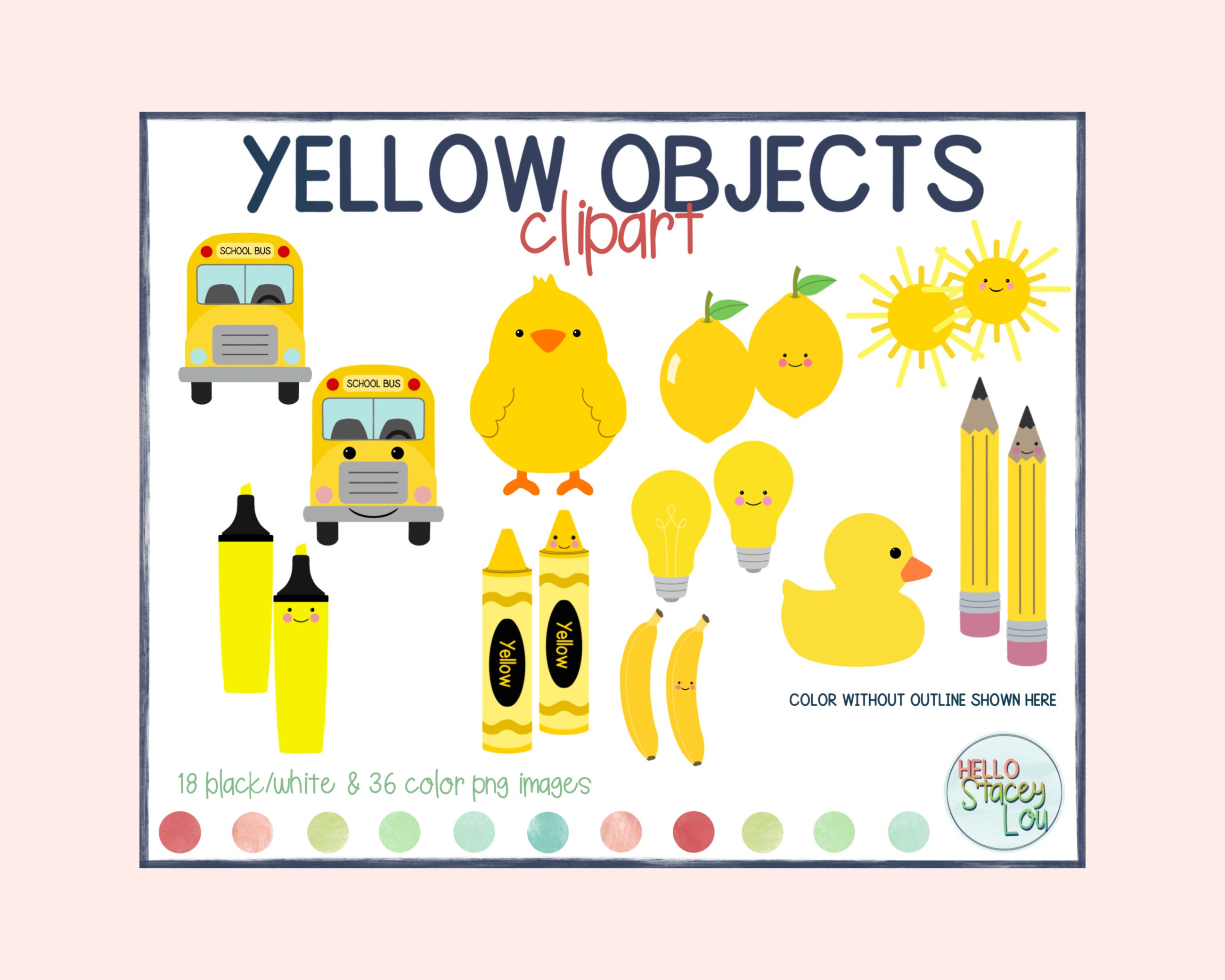 Yellow Objects Clipart Etsy