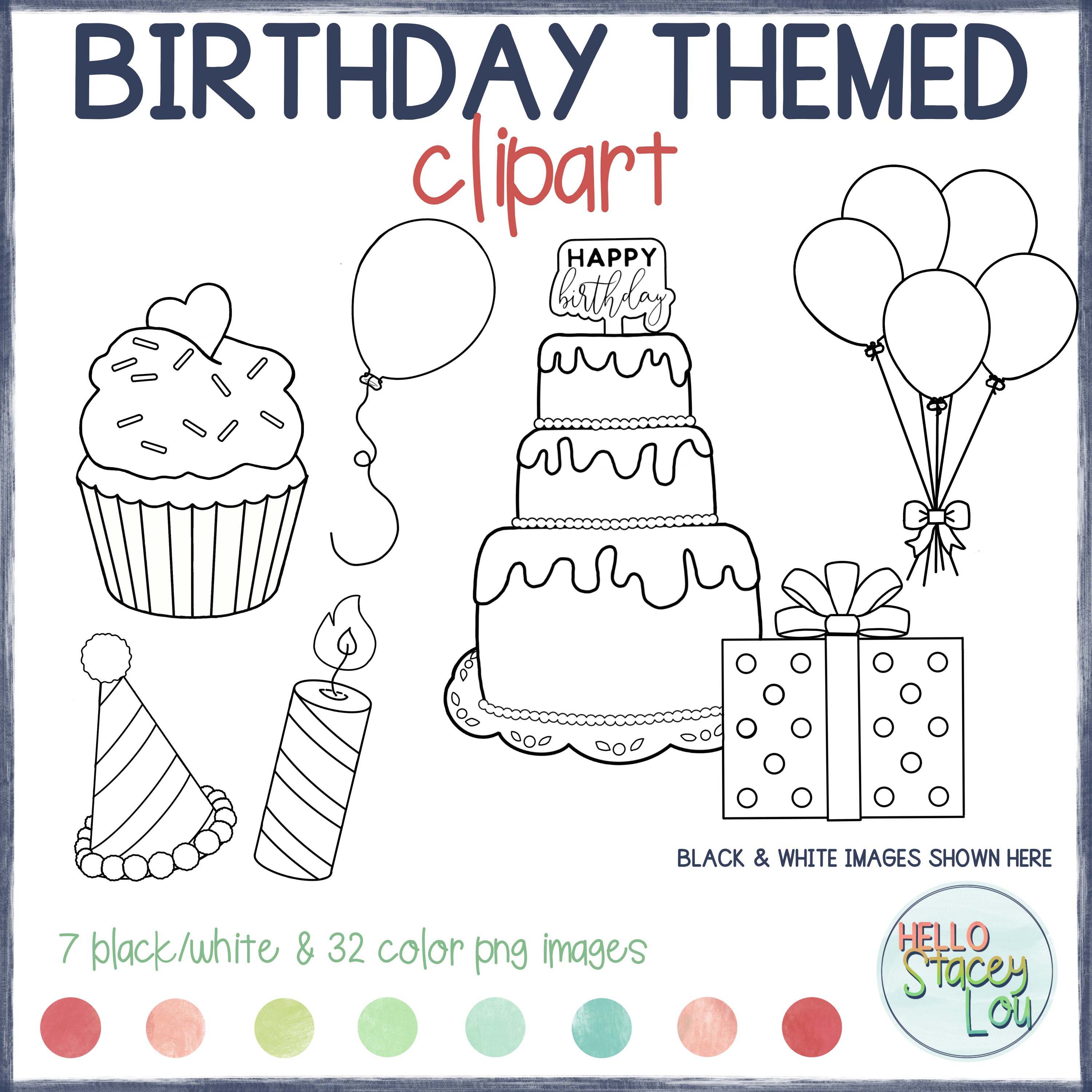 Birthday Themed Clipart - Etsy