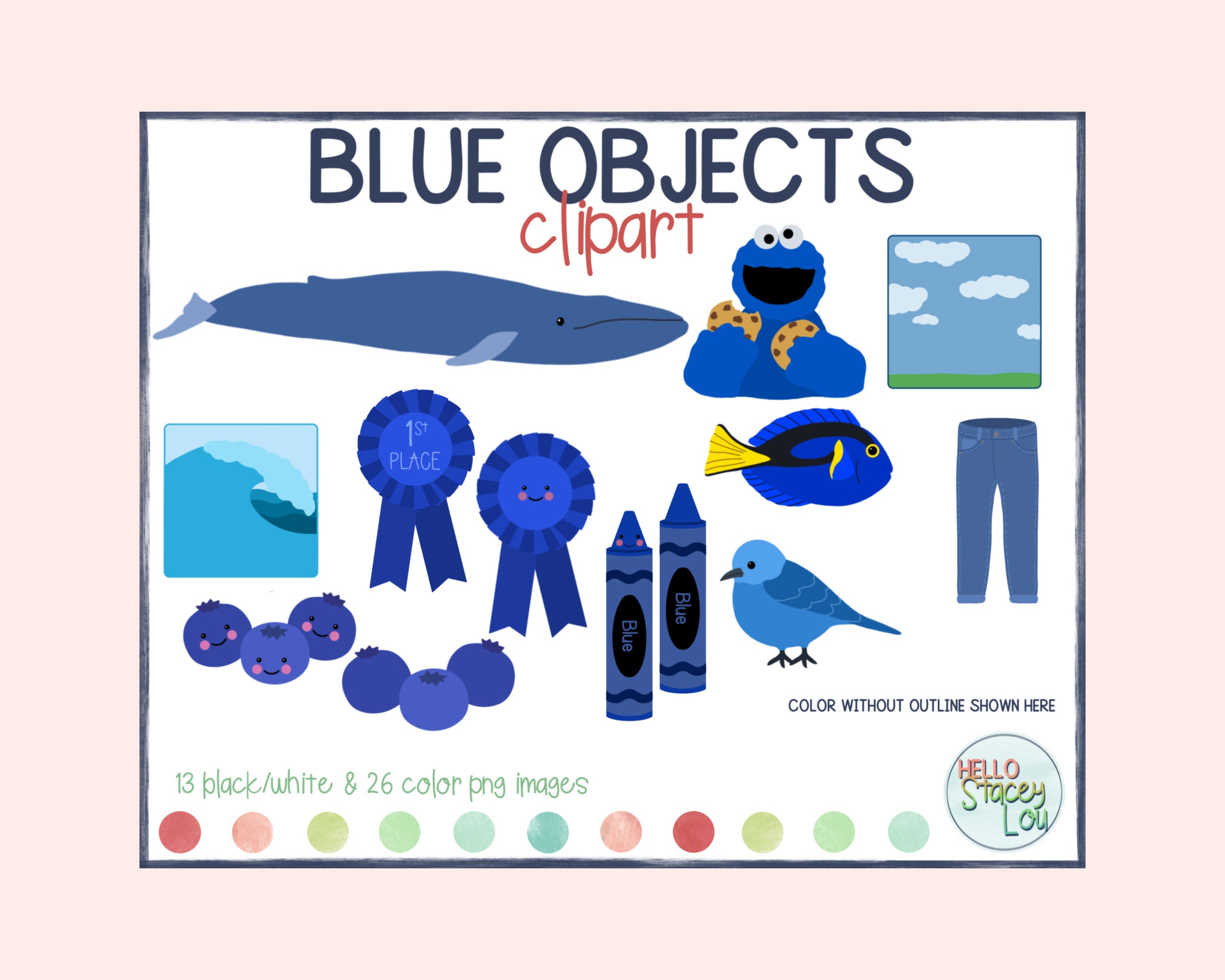 Blue Objects Clipart - Etsy