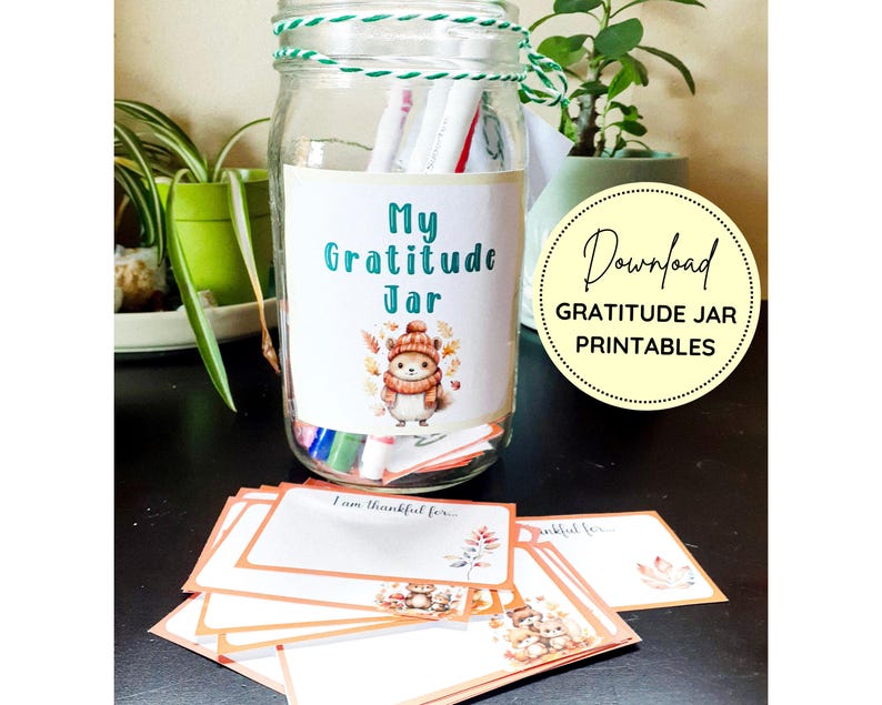Printable Gratitude Jar Cards I Am Thankful for Cards Thanksgiving ...