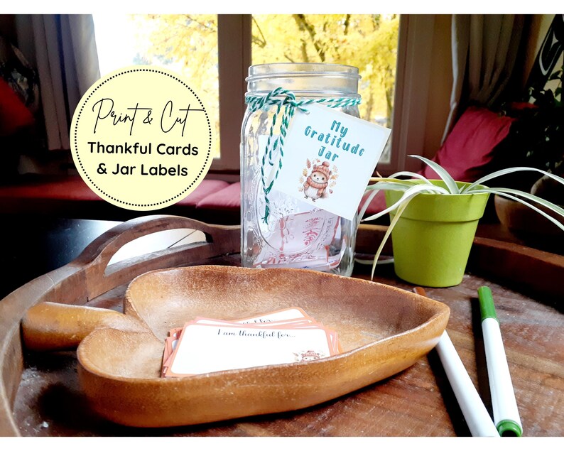 Printable Gratitude Jar Cards I Am Thankful for Cards Thanksgiving ...