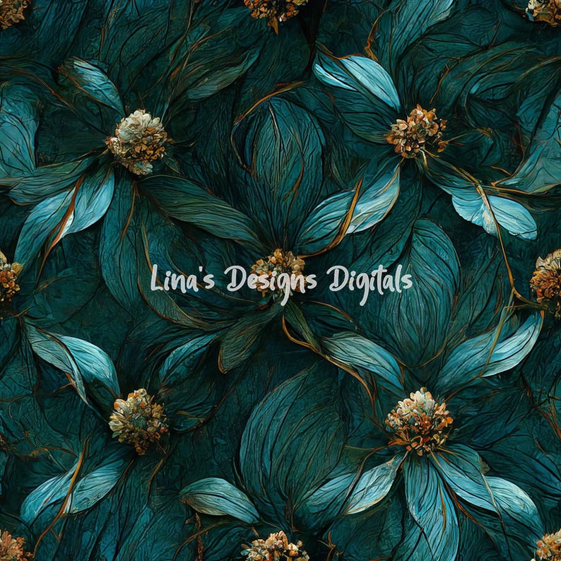 Teal and Gold Luxury Digital Design, Digital Paper, Scrapbooking ...