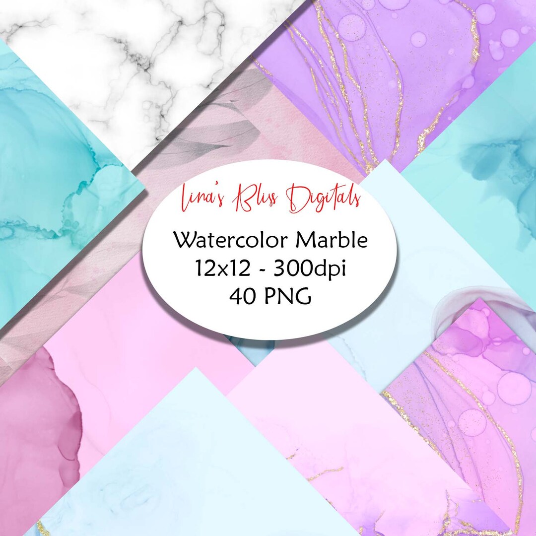 Watercolor Marble Digital Design, Digital Paper, Scrapbooking, Digital ...