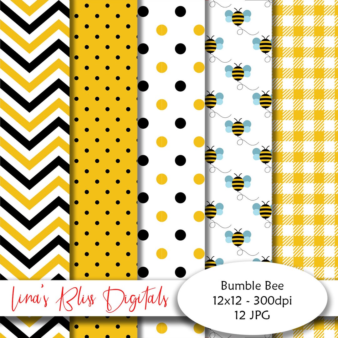 Bumble Bee Digital Design, Digital Paper, Scrapbooking, Digital Instant ...