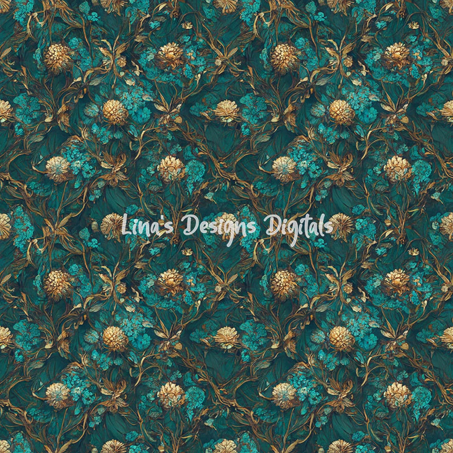 Teal and Gold Luxury Digital Design, Digital Paper, Scrapbooking ...