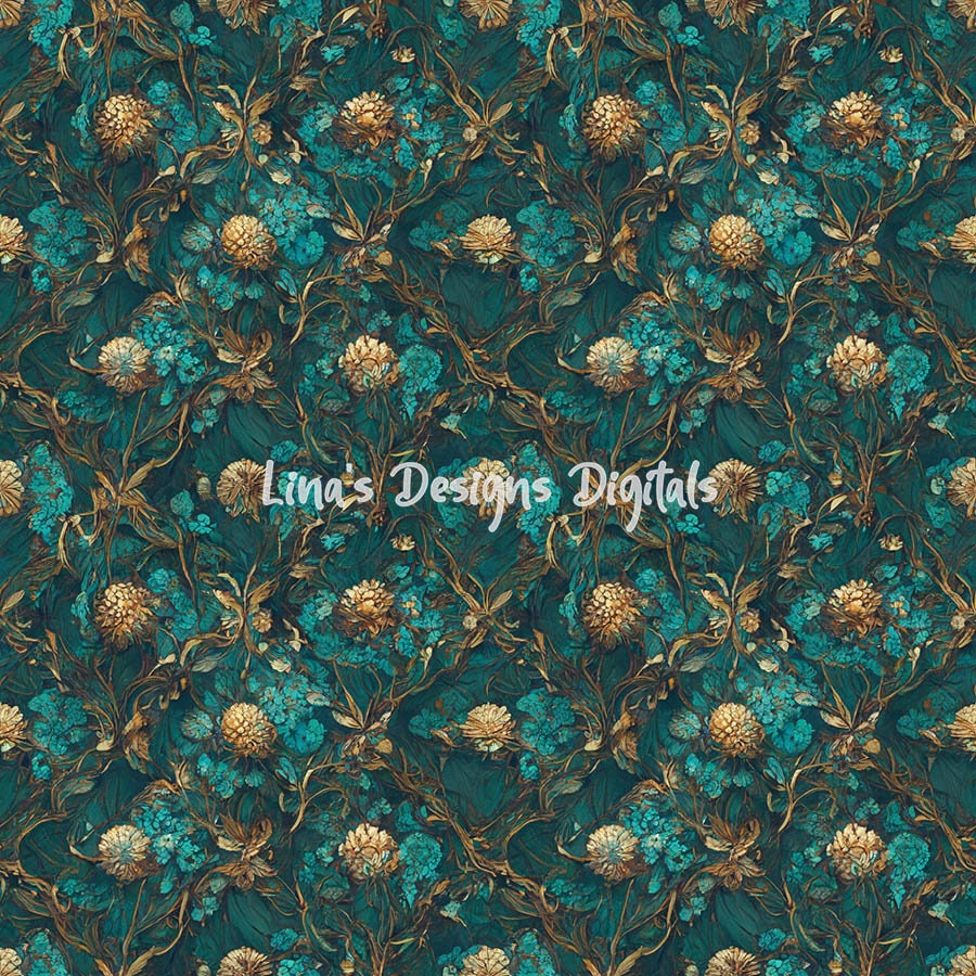 Teal and Gold Luxury Digital Design, Digital Paper, Scrapbooking ...