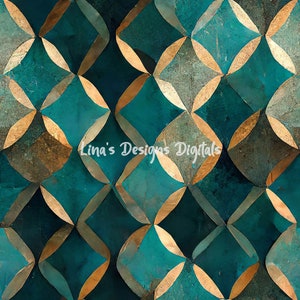 Teal and Gold Luxury Digital Design, Digital Paper, Scrapbooking ...