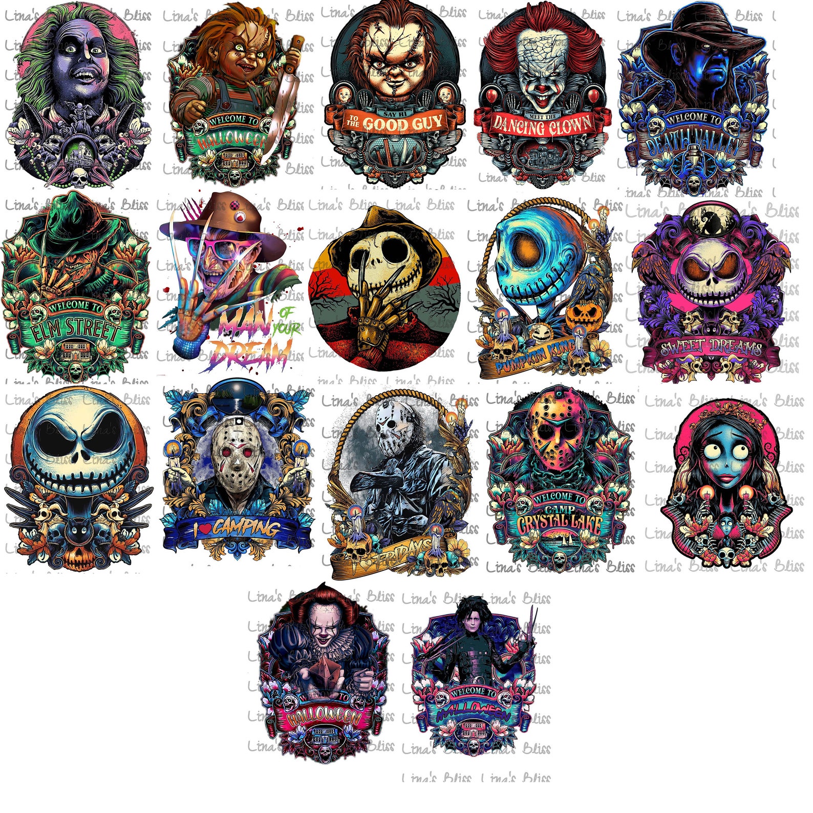 18 PNG Halloween Digital Bundle, Jack Skellington, Jason Voorhees ...