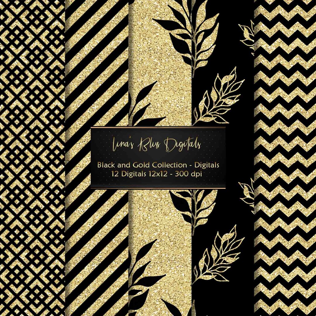 Back and Gold Digital Design, Digital Paper, Scrapbooking, Digital ...