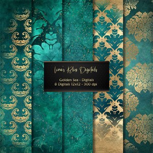 Golden Sea Digital Design, Digital Paper, Scrapbooking, Digital ...