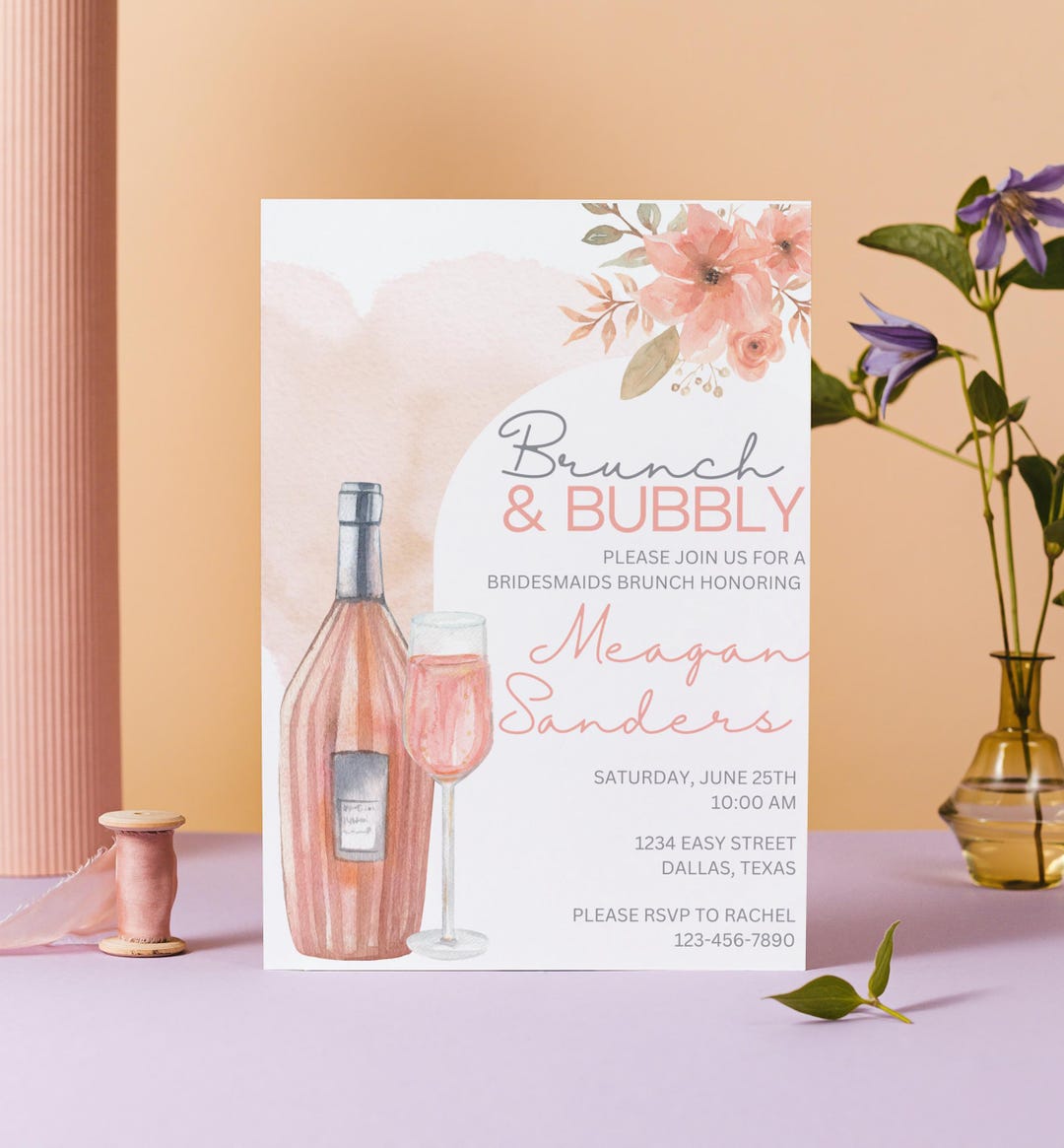 Editable Bruch & Bubbly Bridal Shower Invitation - Etsy