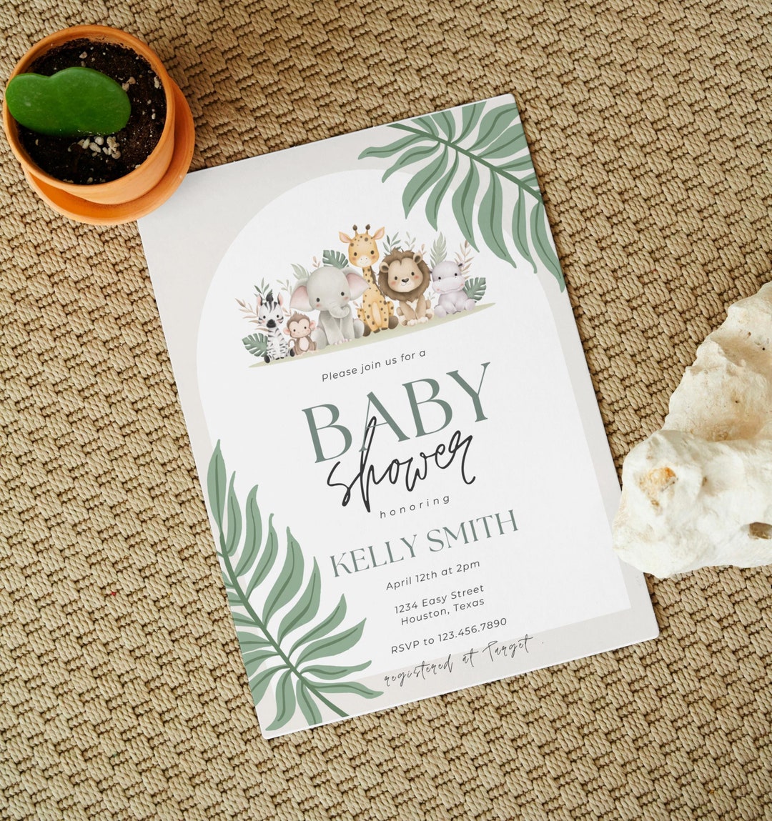 Editable Safari Baby Shower Invitation - Etsy