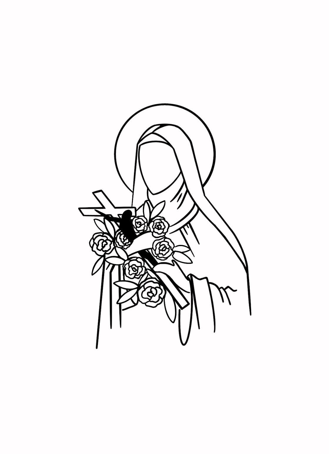 Saint Therese of Lisieux Embroidery, Instant Digital Download, Hand ...