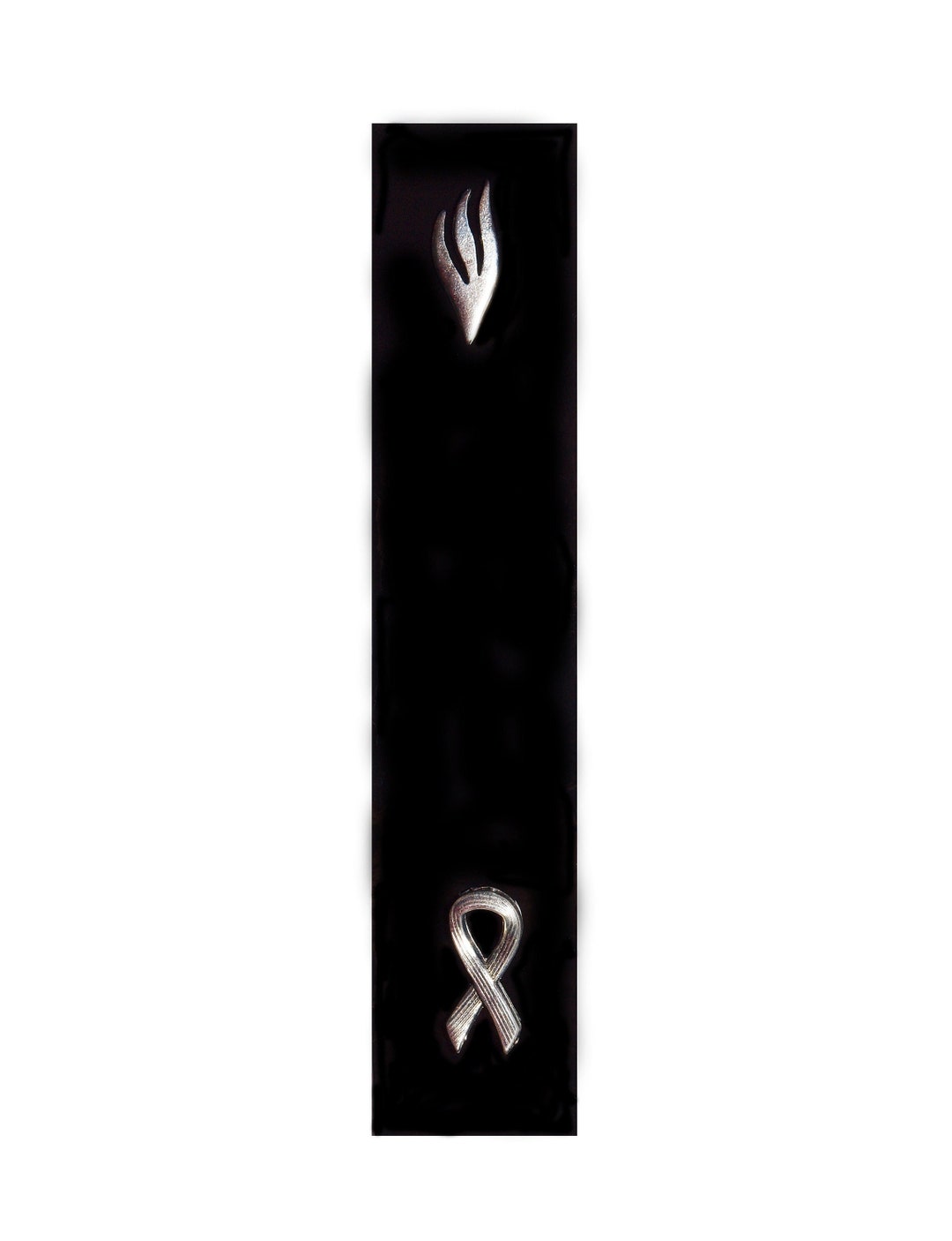 Awareness Symbol Modern Mezuzah Case. Awareness Symbol and Silver Shin ...