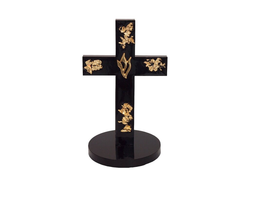 Handmade Standing Modern Cross With Jewish Artifacts: Shin Letter ...