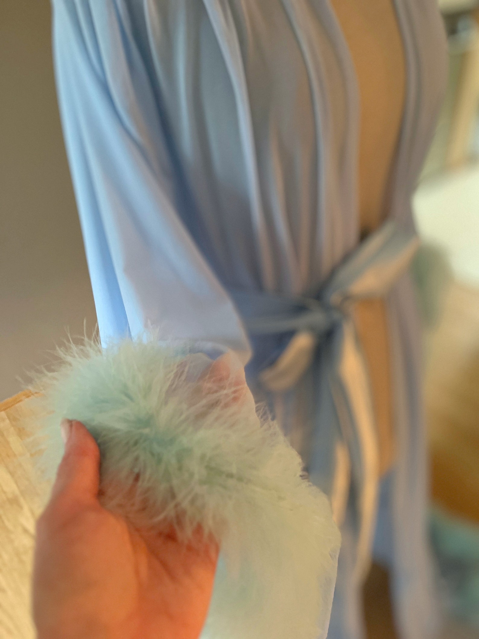 Baby Blue Robe With Marabou Feather Trim - Long - Etsy