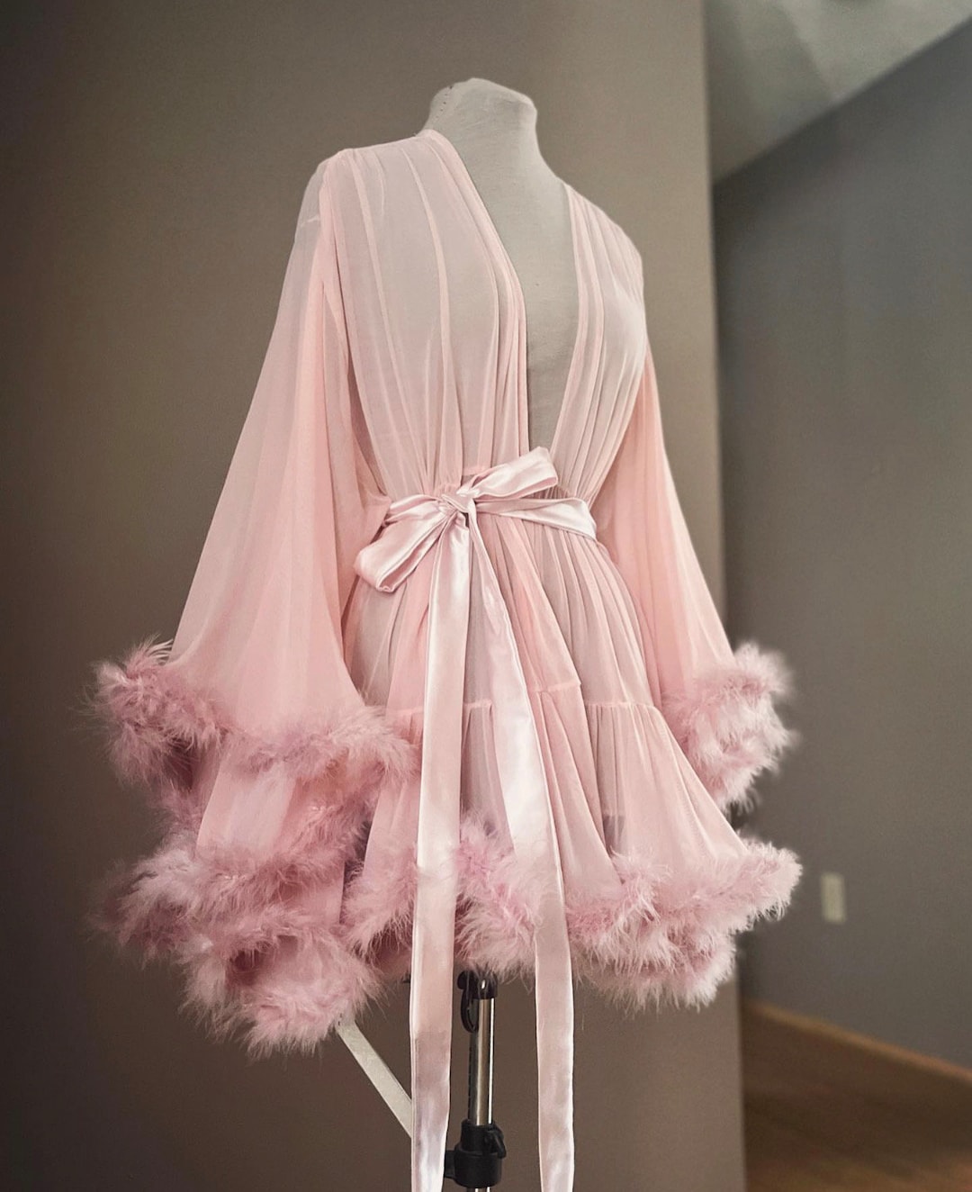 Mini Pink Marabou Feather Robe - Etsy