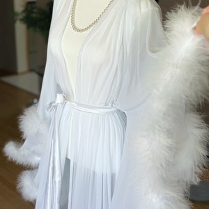 Dusty Pink Robe With Marabou Feather Trim Long - Etsy