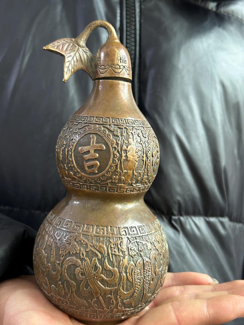 Unique Copper Hu Lu Fengshui Decor Blessing Good Luck Prosperity ...