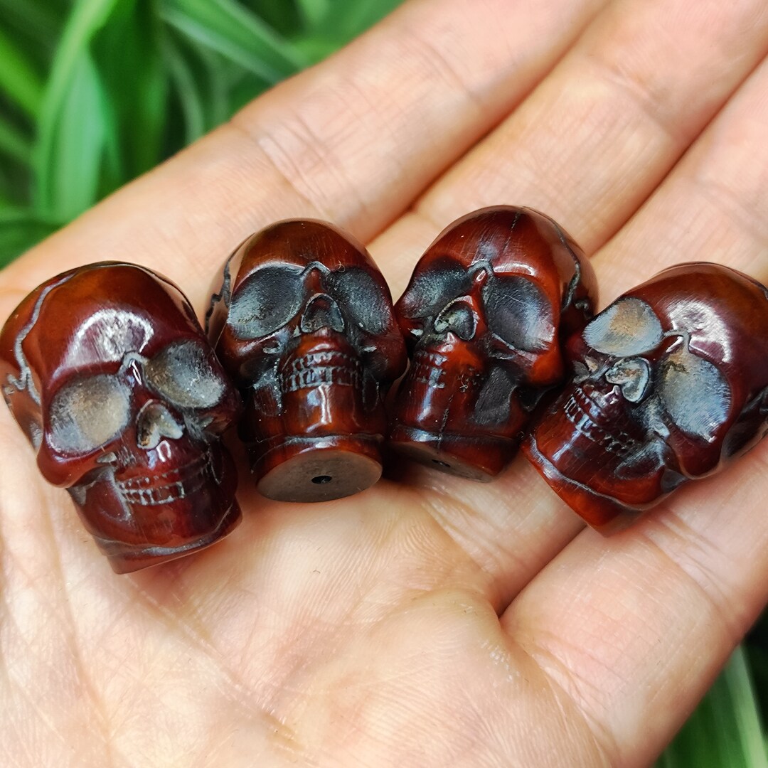 Get 4 Tibetan Yak Bone Human Skull Shape Beeds for Jewelry Making ...