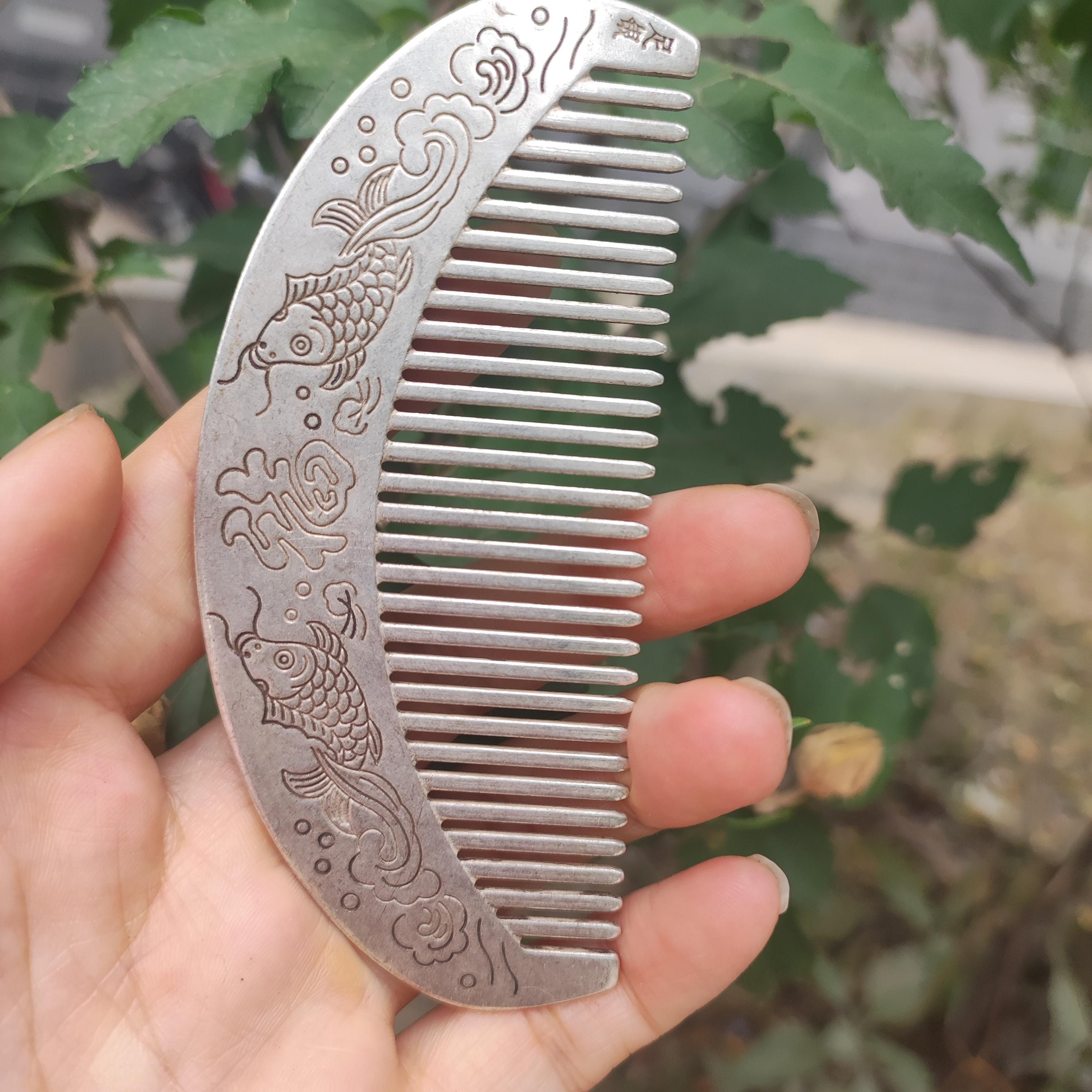 Vintage Sterling Copper Travel Comb, Floral Design Antique Unique Rare ...