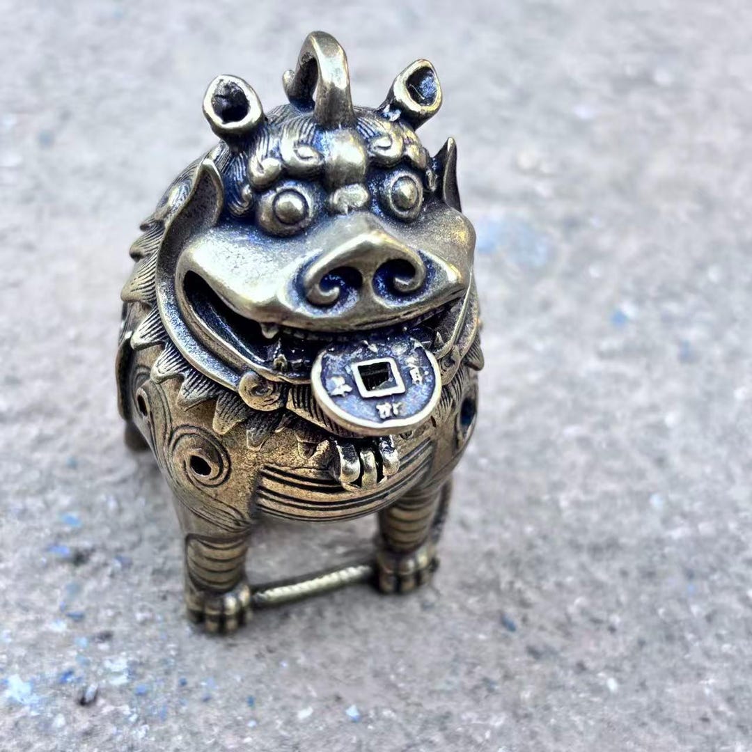 Brass Mythical Beast Incense Holder Portable Collectible Artisan ...