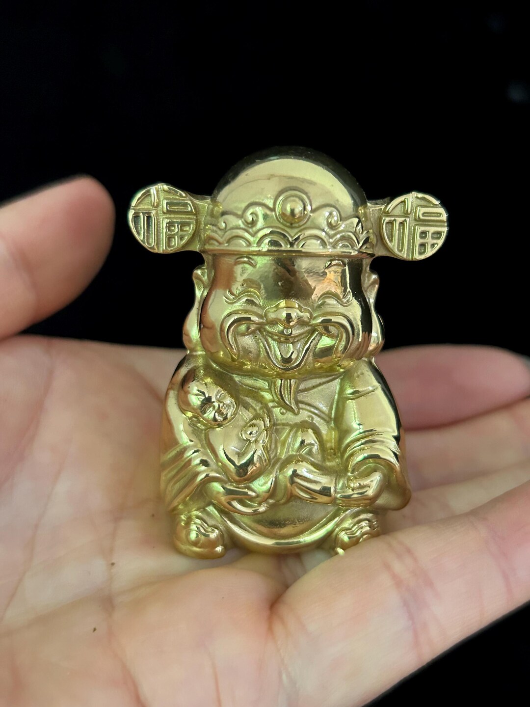 Mini God of Wealth, Happy Buddha Statue, Pure Brass Wishful God of ...