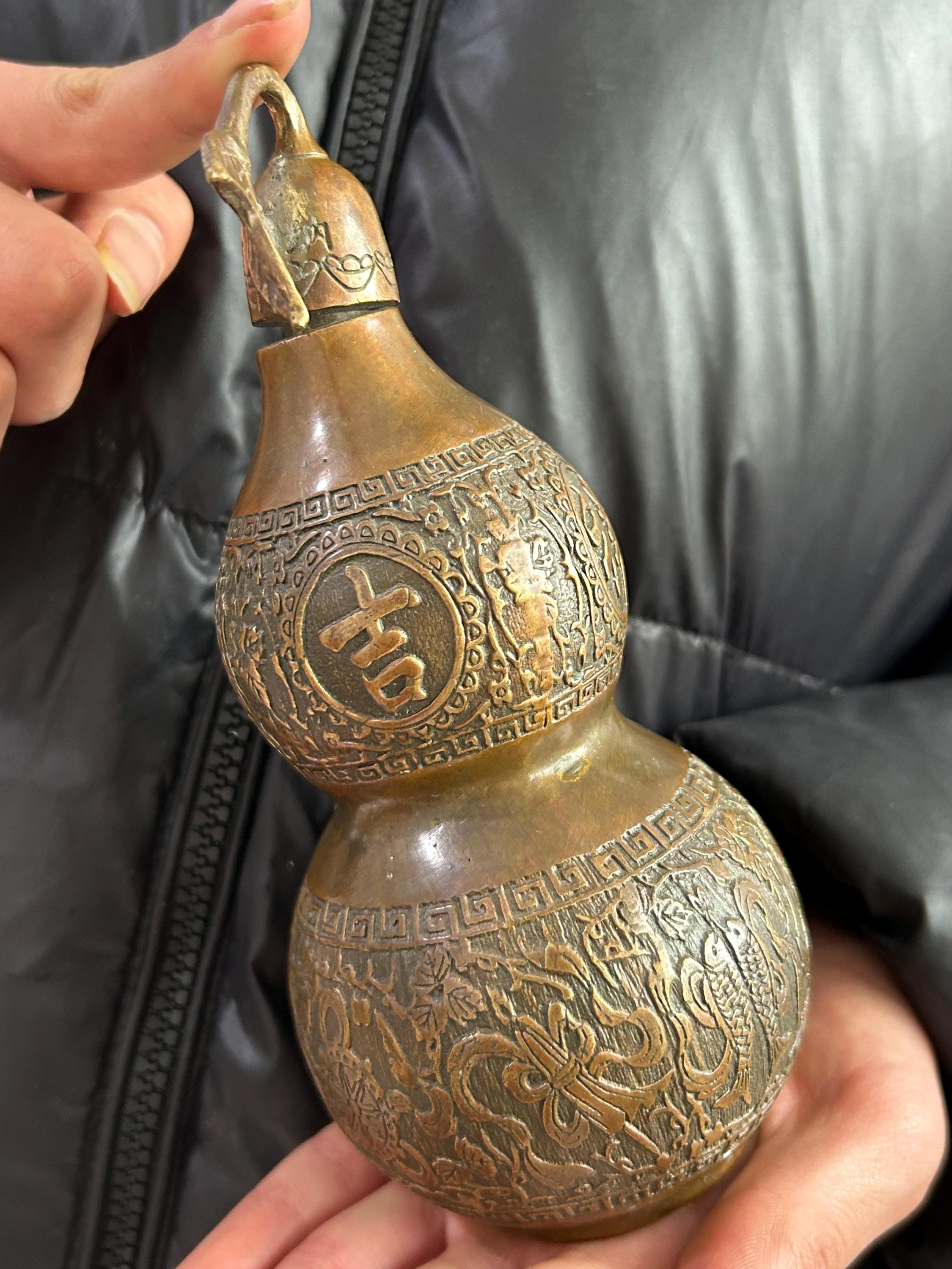 Unique Copper Hu Lu Fengshui Decor Blessing Good Luck Prosperity ...