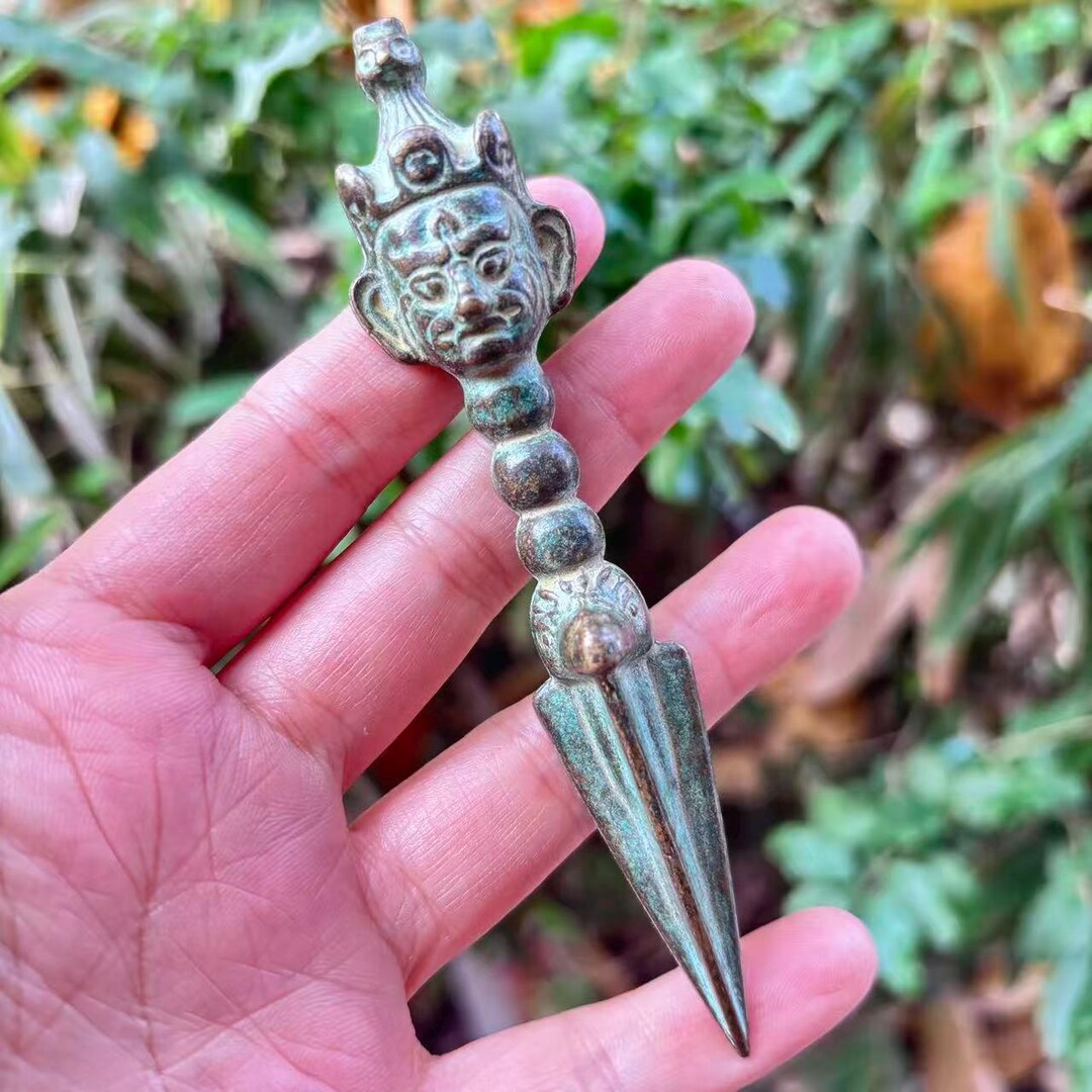 Brass Tibetan Vajra Statue Ritual Tool Feng Shui Collectible Religious ...
