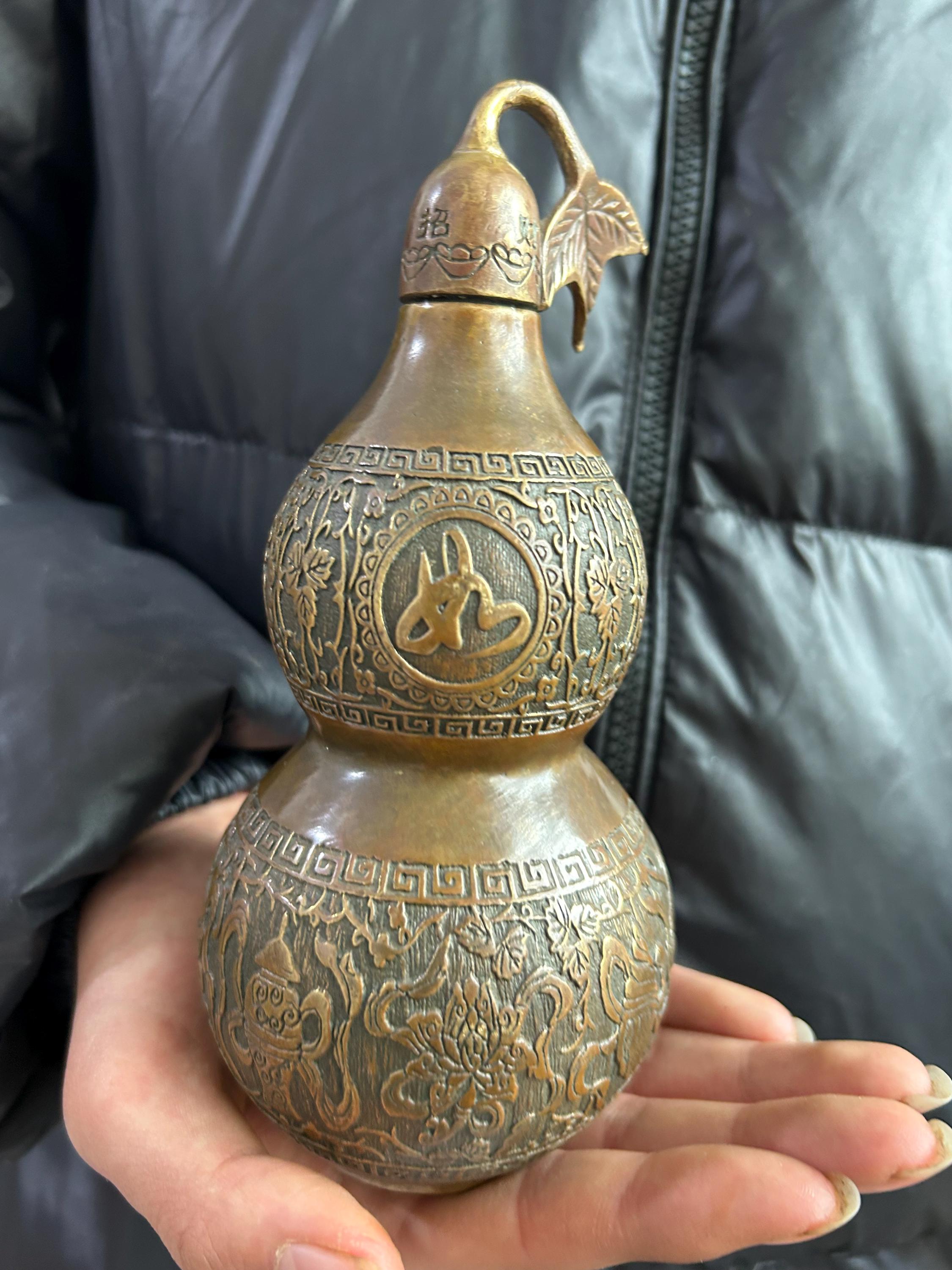 Unique Copper Hu Lu Fengshui Decor Blessing Good Luck Prosperity ...