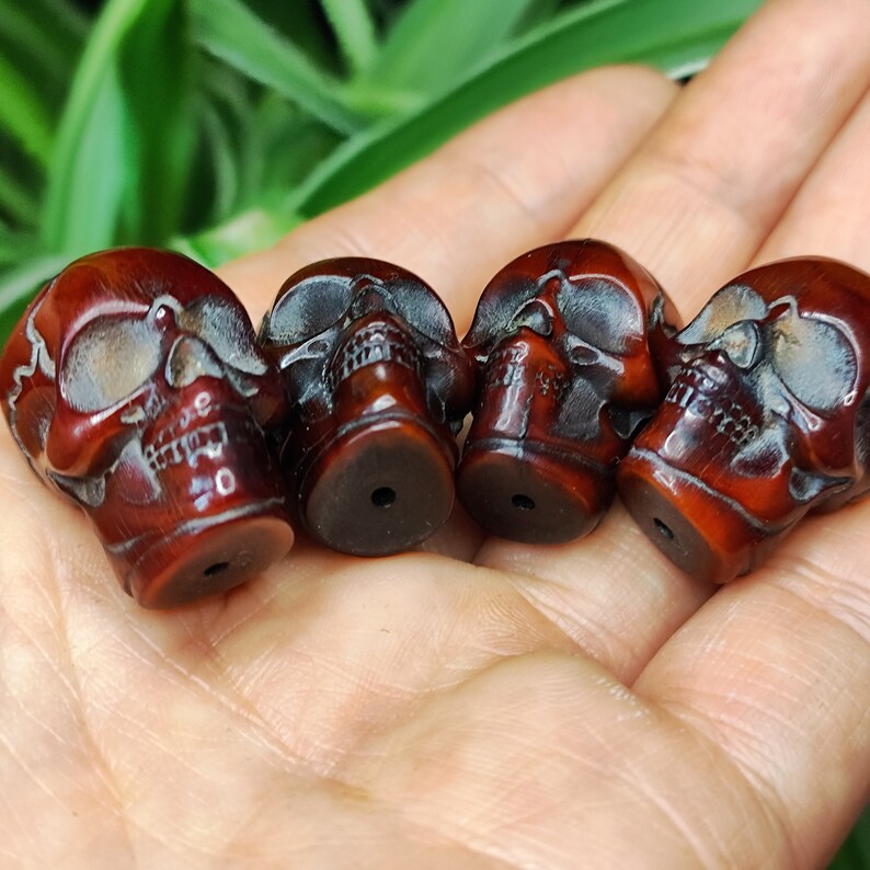 Get 4 Tibetan Yak Bone Human Skull Shape Beeds for Jewelry Making ...