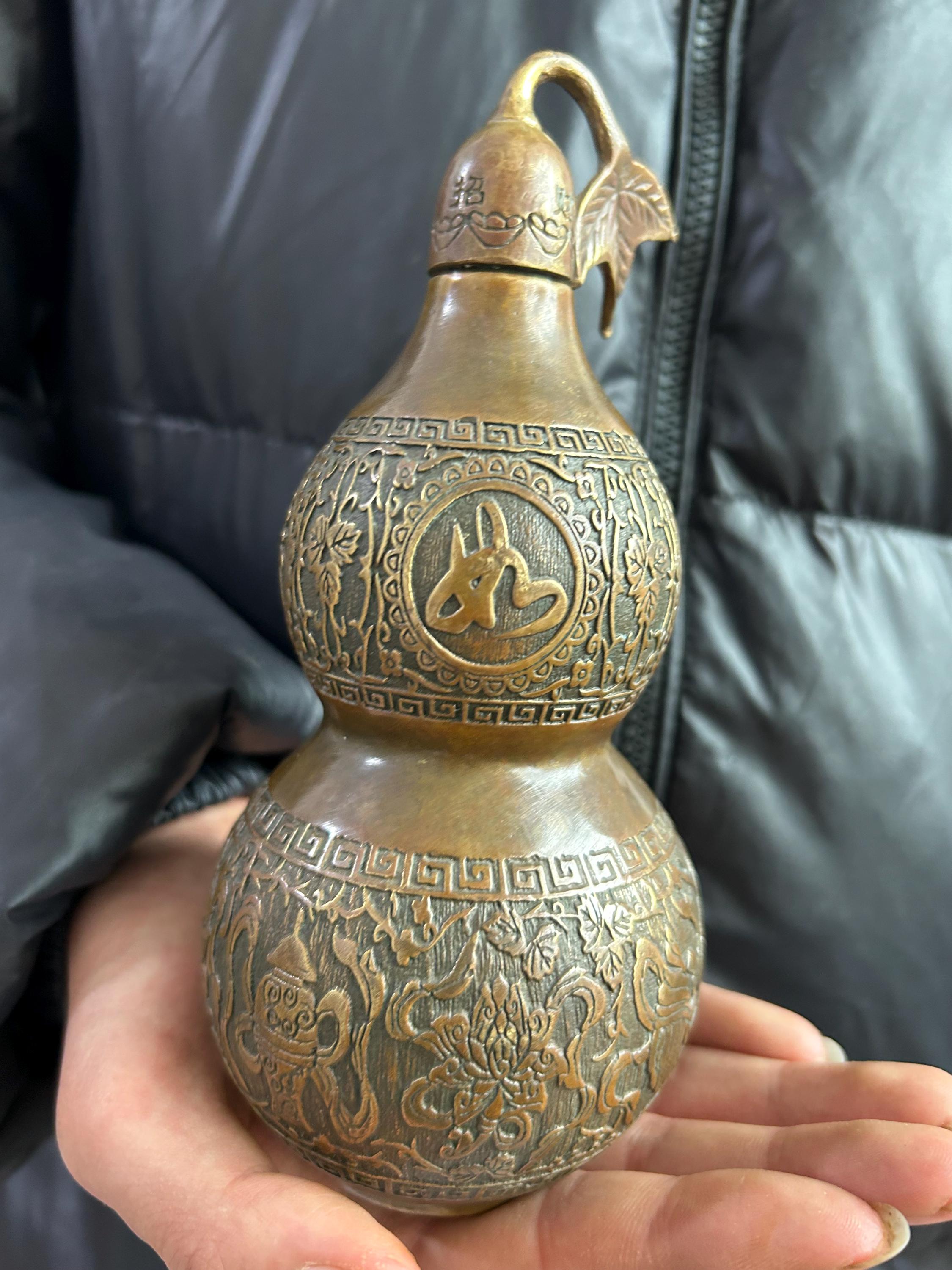 Unique Copper Hu Lu Fengshui Decor Blessing Good Luck Prosperity ...