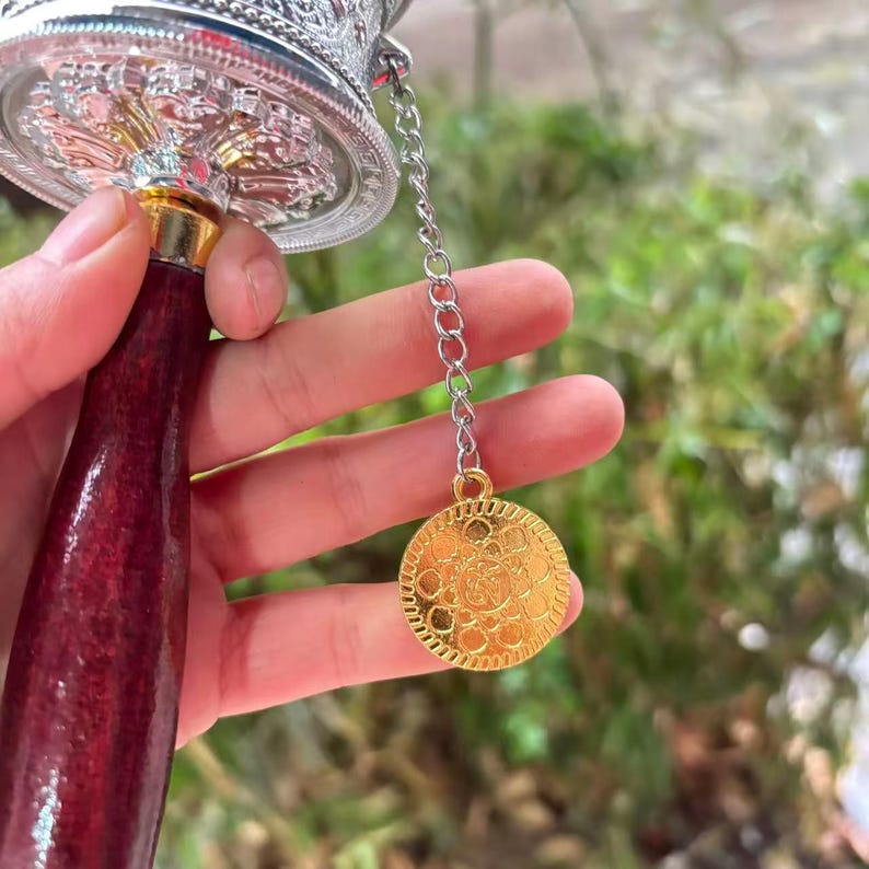 Tibetan Brass Hand Prayer Wheel Dual Bearing Silent Mantra Spinner Wood ...