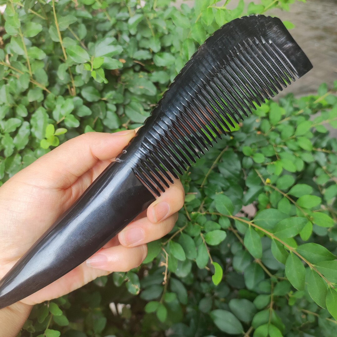 Natural Handmade Oxhorn Anti-static Long Detangling Styling Comb for ...