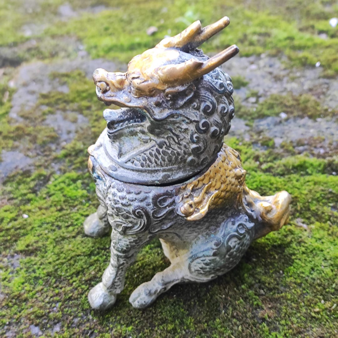 Bronze Qilin Statue Incense Burner, Unique Incense Holder, Tibet Brass ...