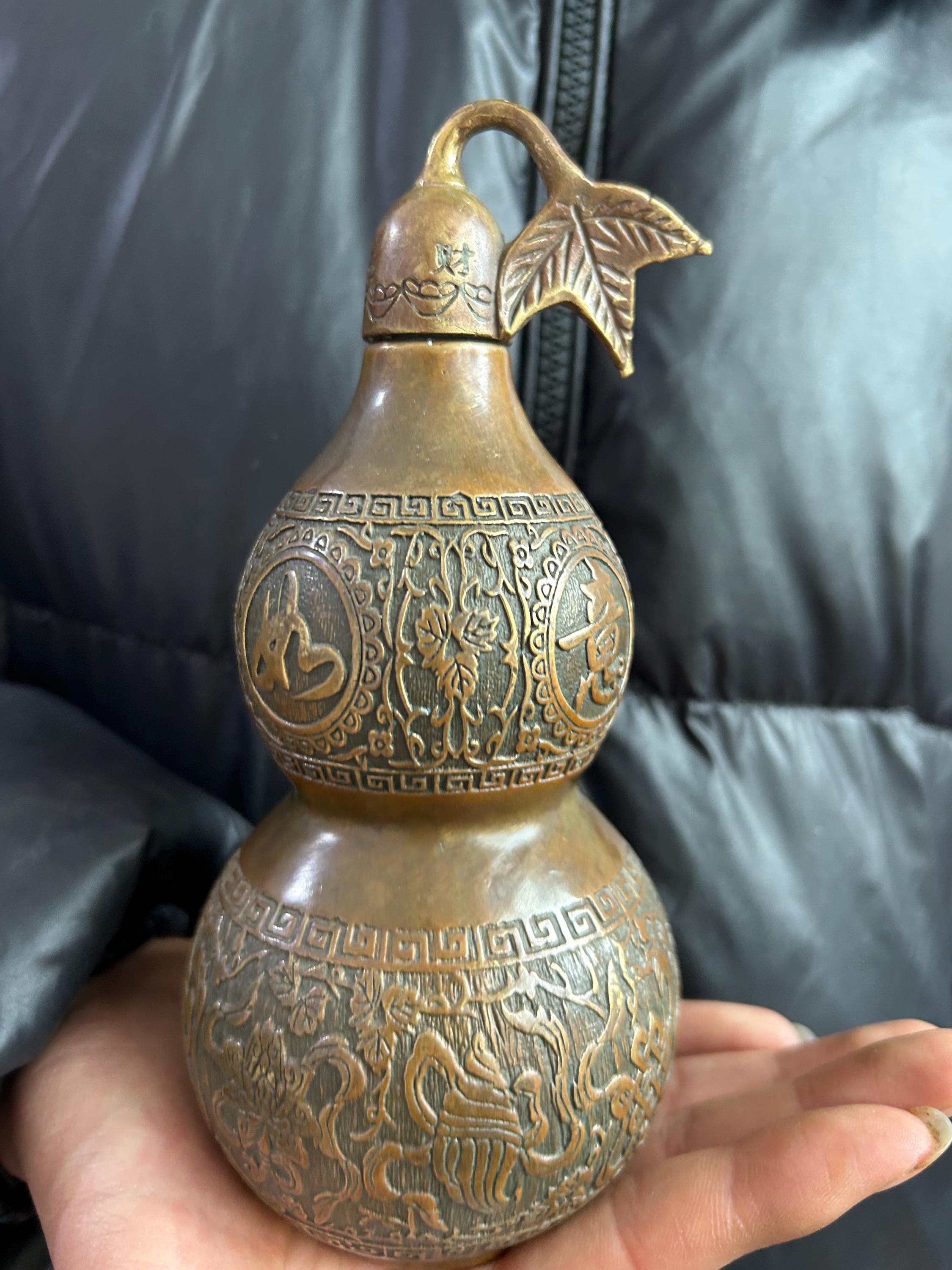 Unique Copper Hu Lu Fengshui Decor Blessing Good Luck Prosperity ...