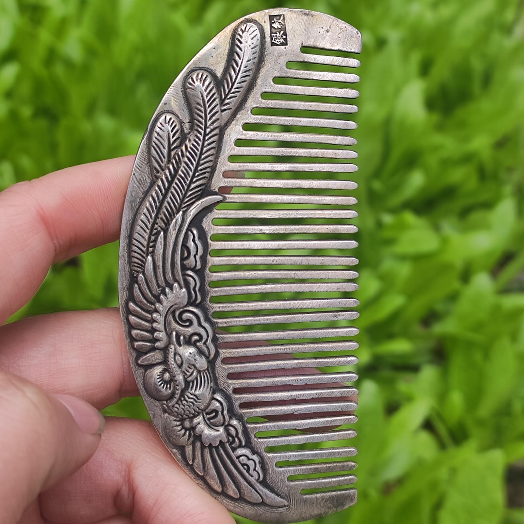 Vintage Sterling Copper Travel Comb, Floral Design Antique Unique Rare ...