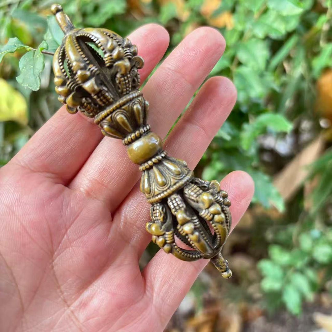 Brass Tibetan Vajra Statue Ritual Tool Feng Shui Collectible Religious ...