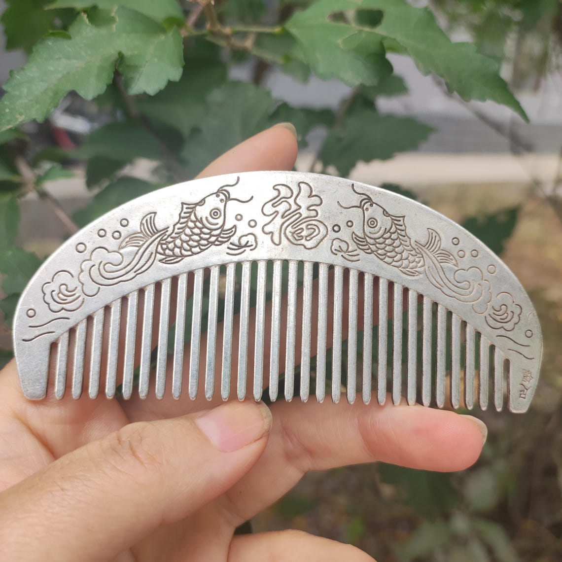 Vintage Sterling Copper Travel Comb, Floral Design Antique Unique Rare ...