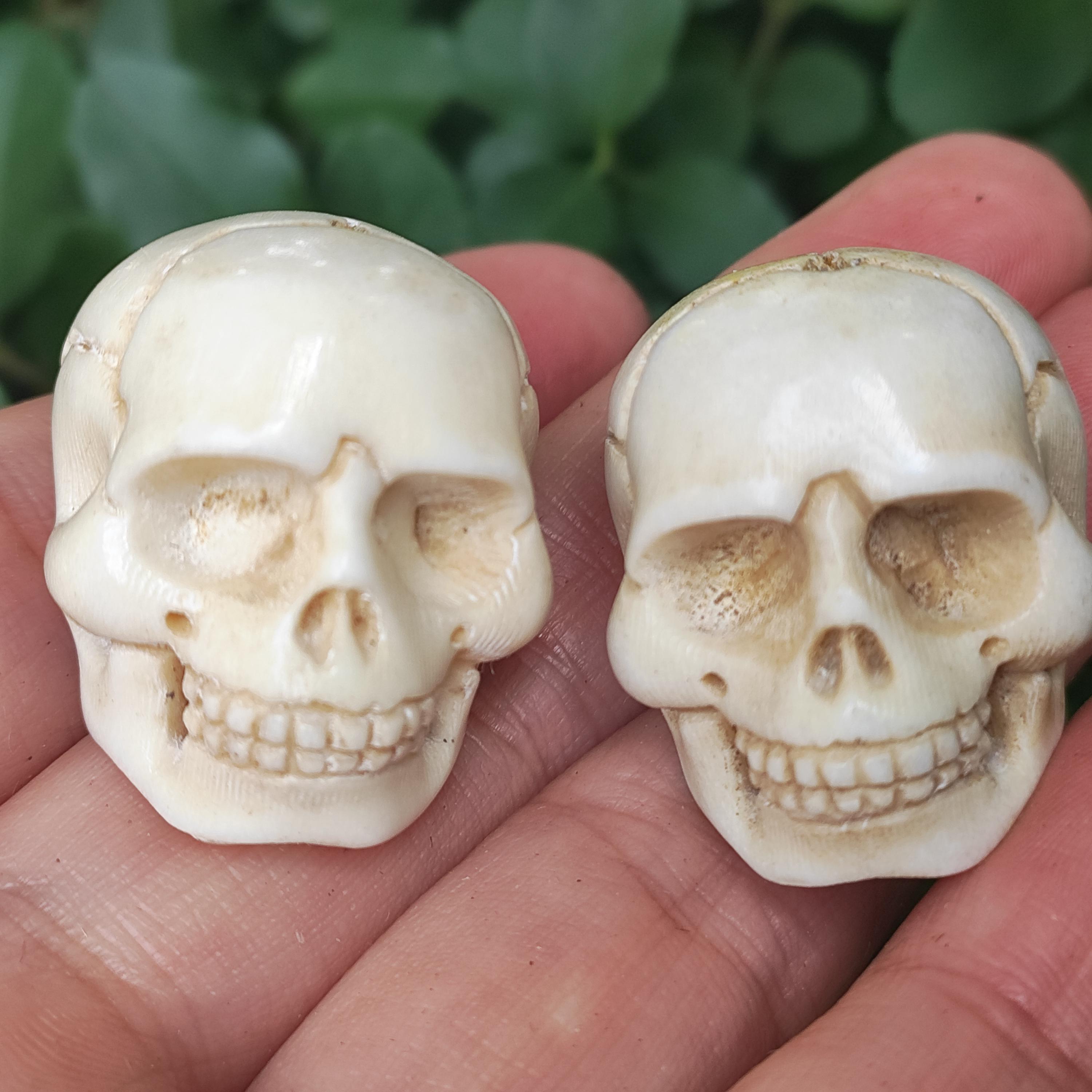 Tibetan Yak Bone Human Skull Shape Beeds for Jewelry Making, Nepal ...