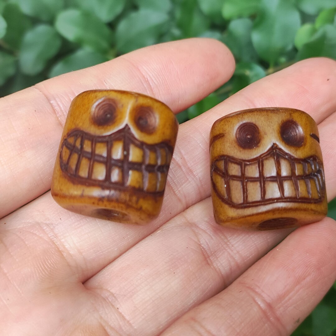 Get 1 Tibetan Yak Bone Human Skull Shape Beeds for Jewelry Making ...
