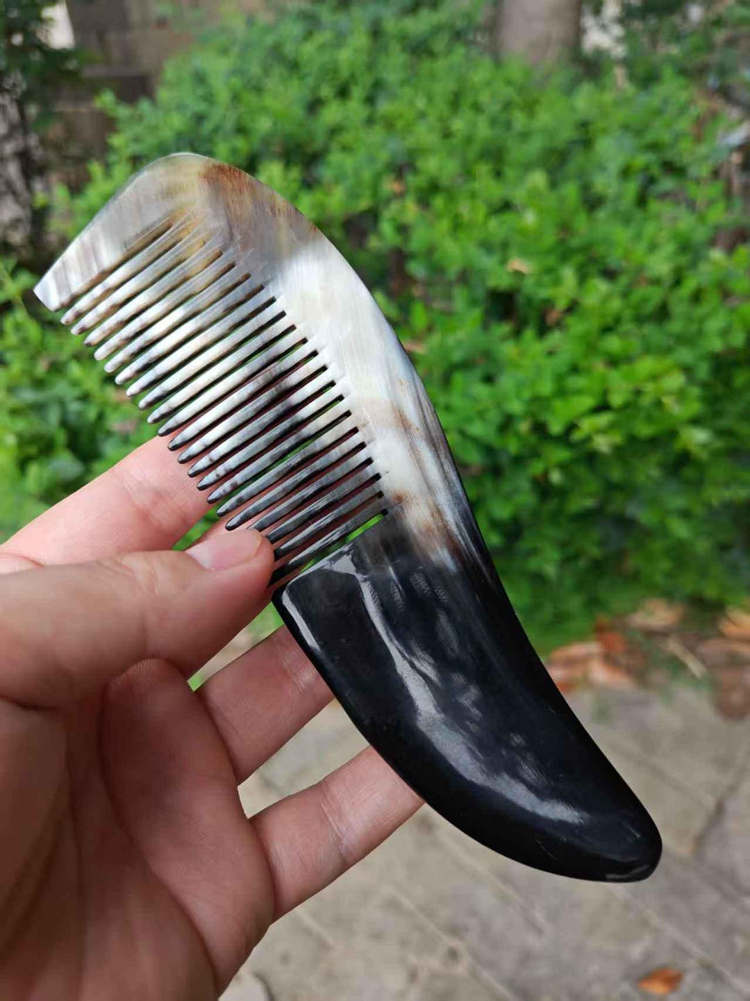 Get 1 Pic, Natural Horn Leaf Comb for Beard & Hair | Anti-static ...