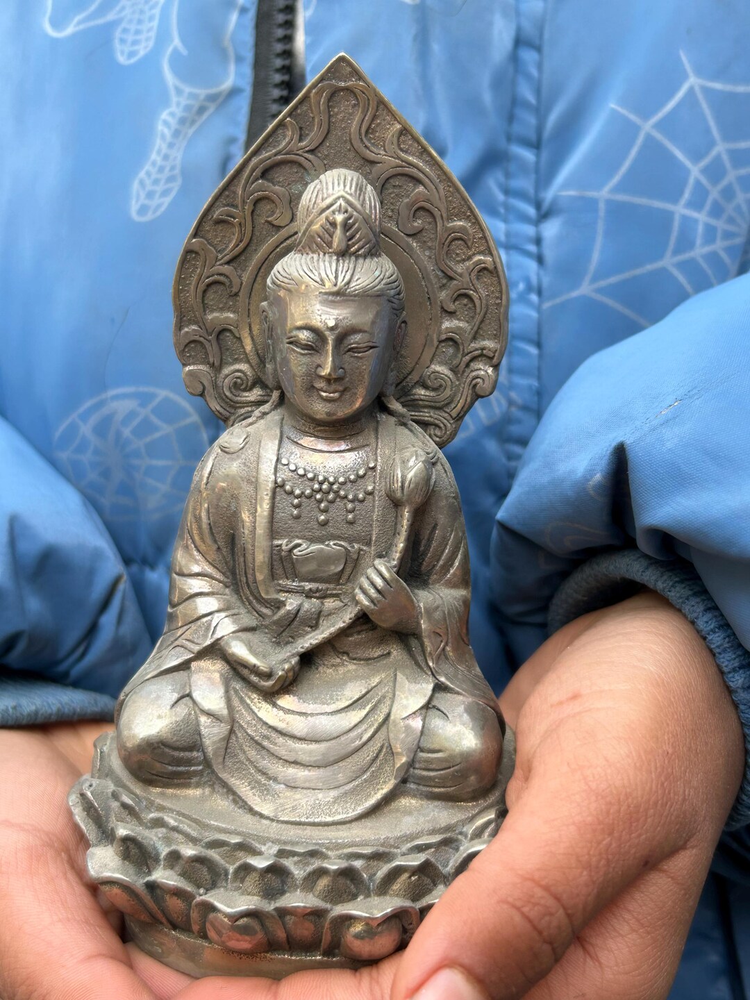 White Copper Guanyin Statue, Budha Idol Kuanyin Fengshui Zen Buddhism ...