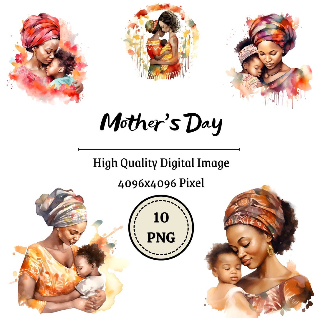 Watercolor Mother's Day Clipart, Mom and Child Illustrations, 10 High ...