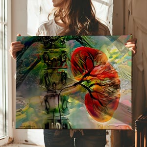 Renal Anatomy Canvas, Kidney Anatomy Art, Renal Angiogram Art, Ready to ...