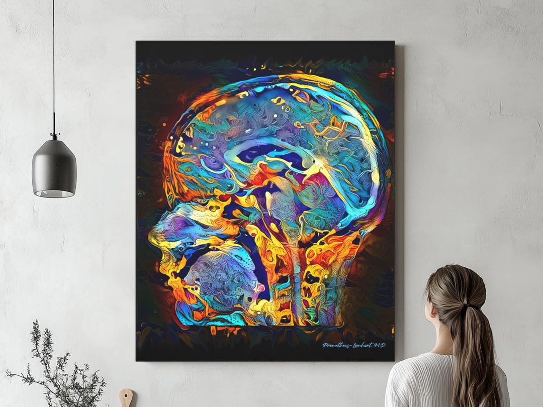 Brain Anatomy Ocean Version, Ready to Hang Canvas, Radiology Wall Art ...
